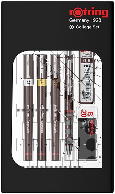 Tekenset rOtring Isograph college 0.25mm, 0.35mm en 0.5mm set à 3 stuks ...